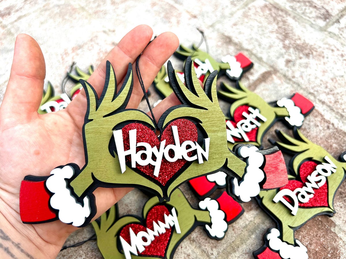 grinch ornament- stocking tag, 3d laser cut | by Steve Graves | Aug ...
