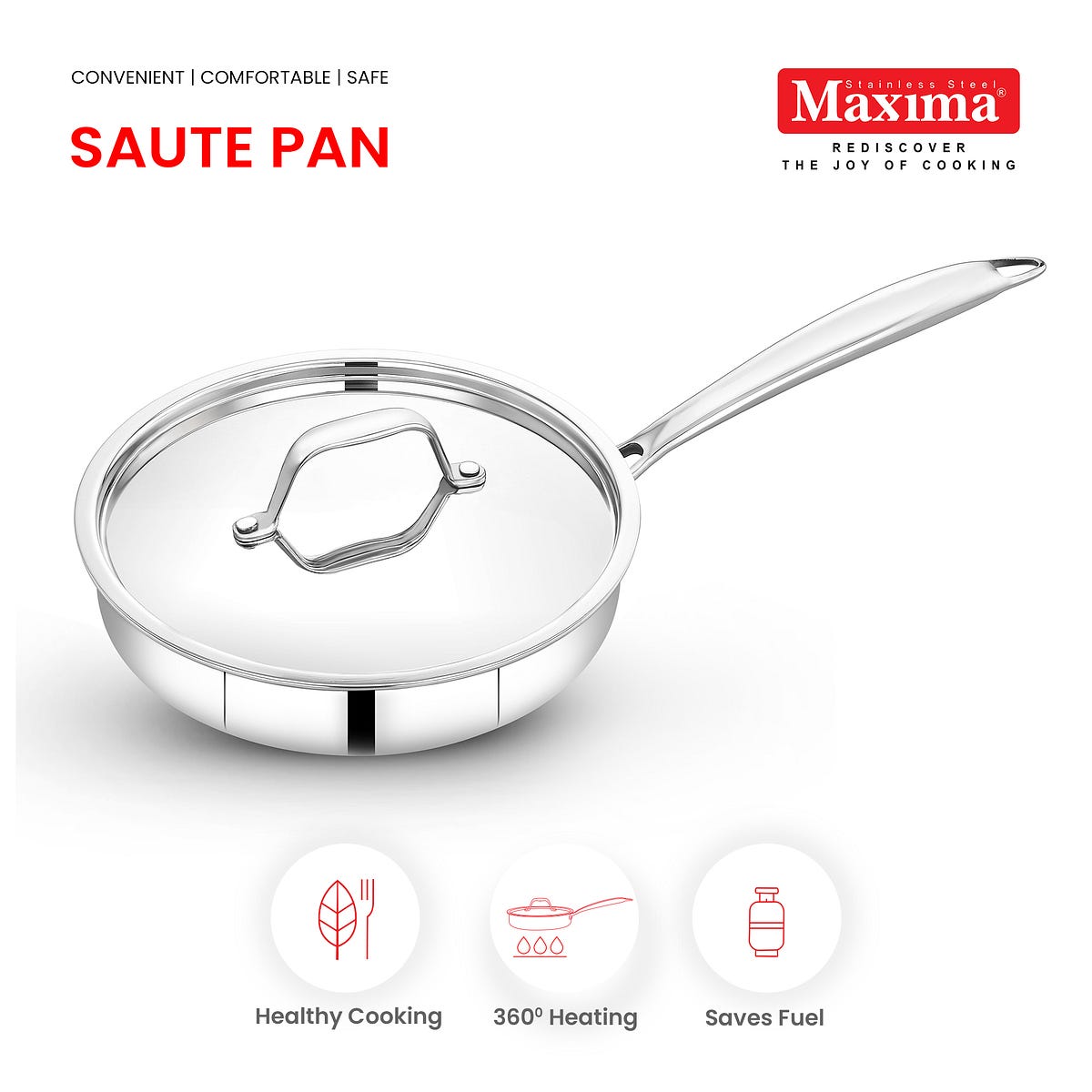 Triply Stainless Steel Saute Pan. i) The inner shell is made from 18/10 ...