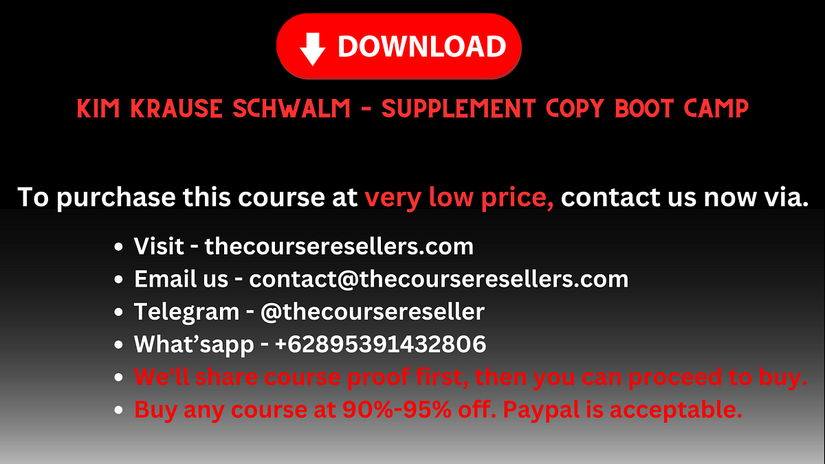 Kim Krause Schwalm — Supplement Copy Boot Camp | by Courses | Jun, 2024 | Medium