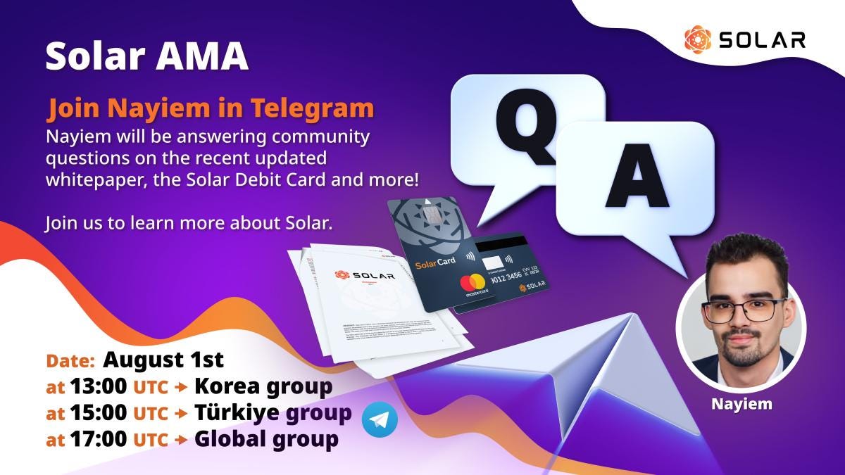 Solar AMAs. We are happy to invite the Solar… | by Solar.org | Medium