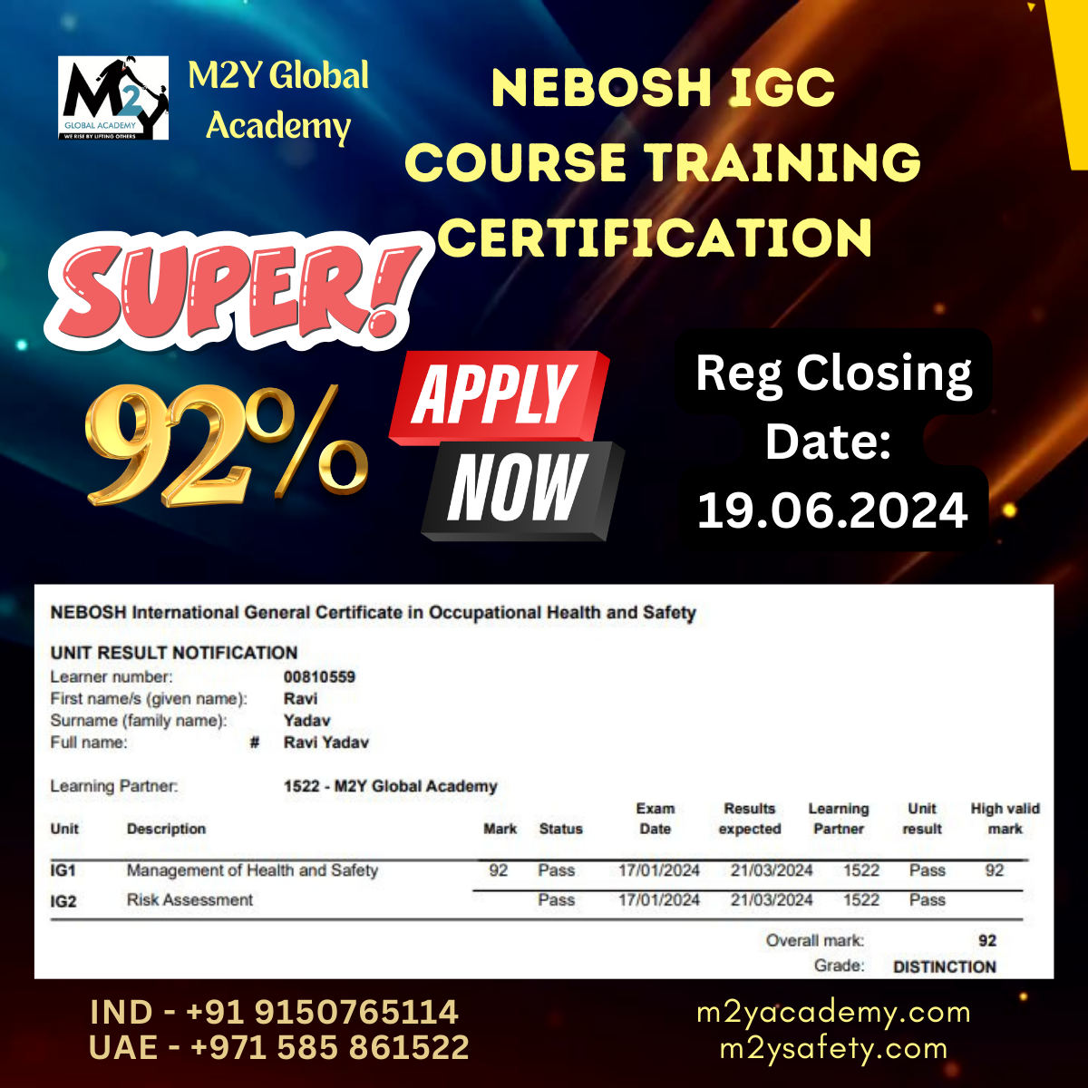 𝐑𝐞𝐠𝐢𝐬𝐭𝐫𝐚𝐭𝐢𝐨𝐧 𝐂𝐥𝐨𝐬𝐢𝐧𝐠 𝐃𝐚𝐭𝐞: 𝟏𝟗𝐭𝐡 𝐉𝐮𝐧𝐞 𝟐𝟎𝟐𝟒 | by IOSH, NEBOSH and OTHM ...