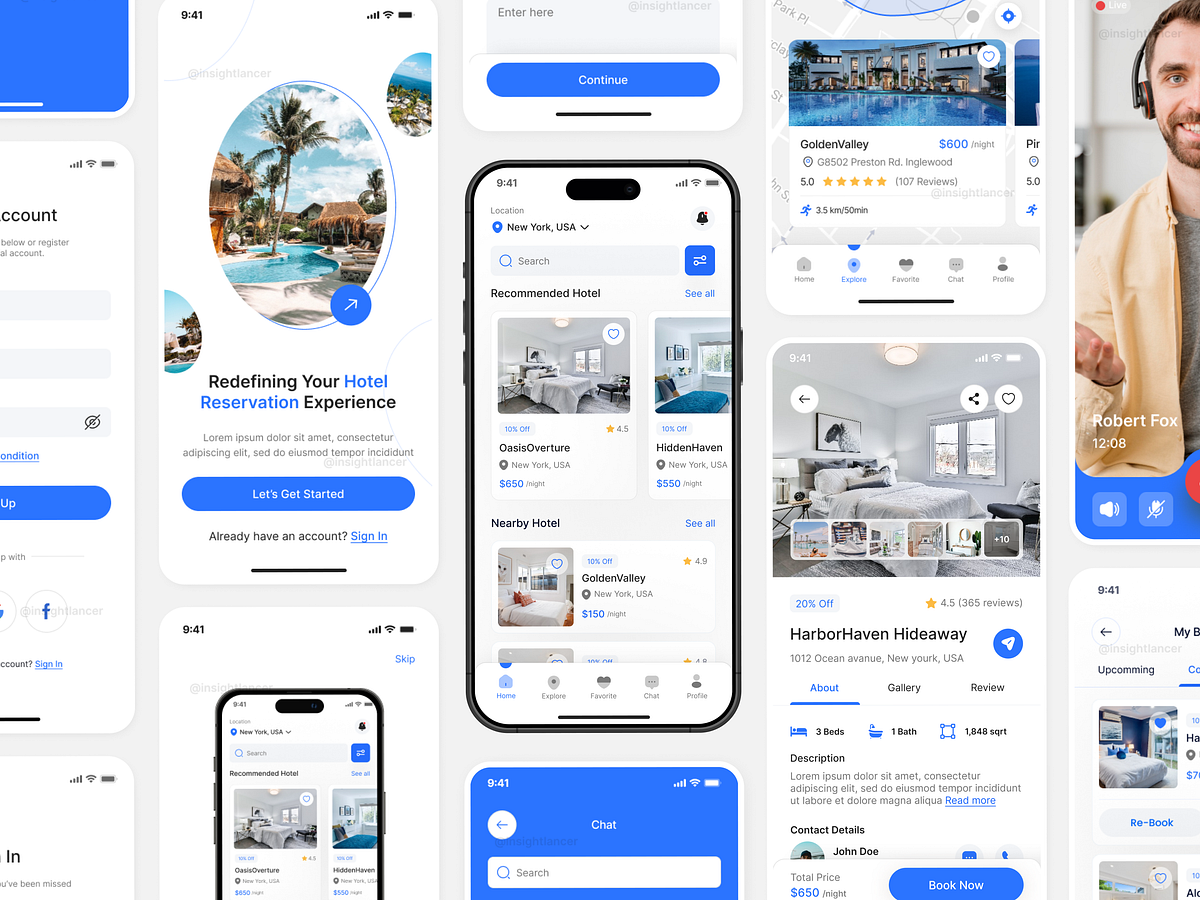 Hotel Booking App UIUX Design | Figma - Insightlancer - Medium