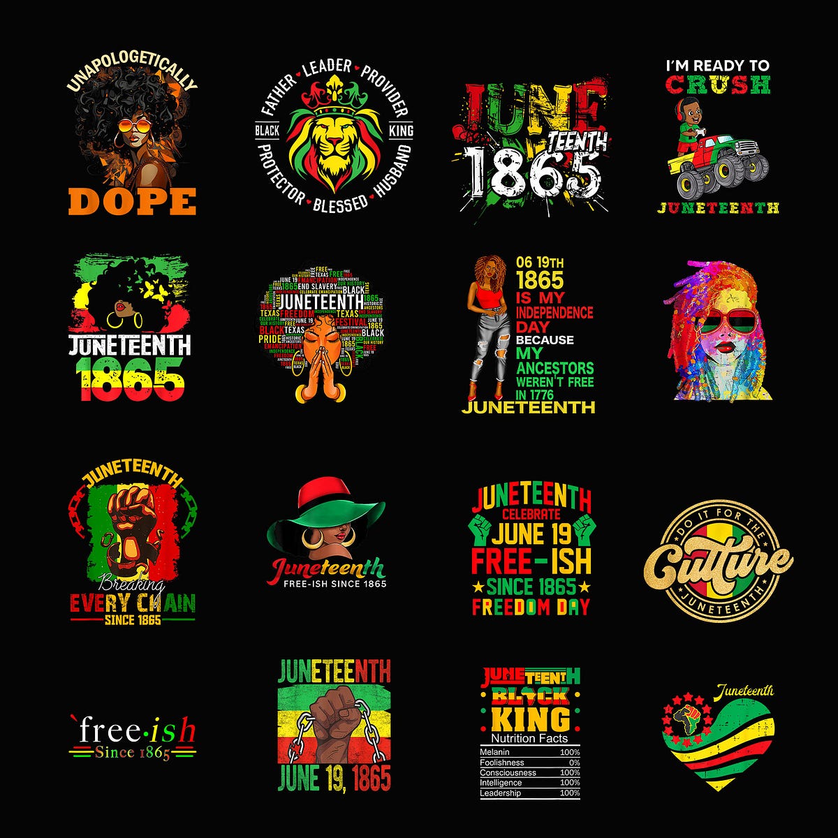 16 Juneteenth PNG Bundle, Juneteenth Sublimation png, Free-ish, Black ...