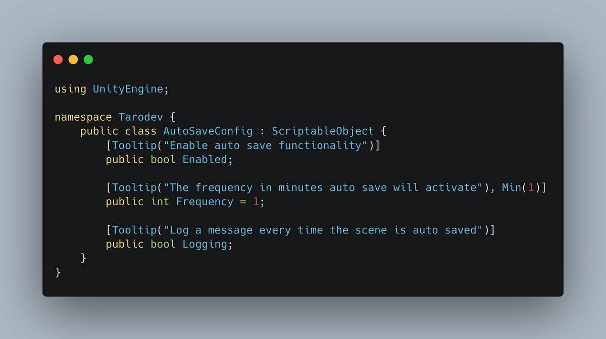 Unity Editor Tools: Auto-Save. [ Based on Tarodev’s YouTube video… | by ...