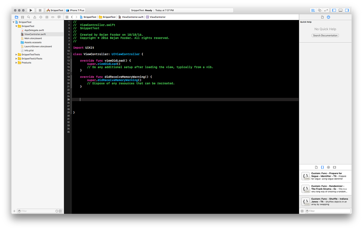 Optimize: XCode Snippets. Prêt à L’emploi | by Bejan Fozdar | Medium