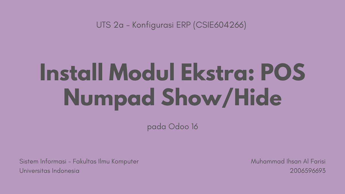 [Odoo 16] Install Modul Ekstra: POS Numpad Show/Hide | by Muhammad ...