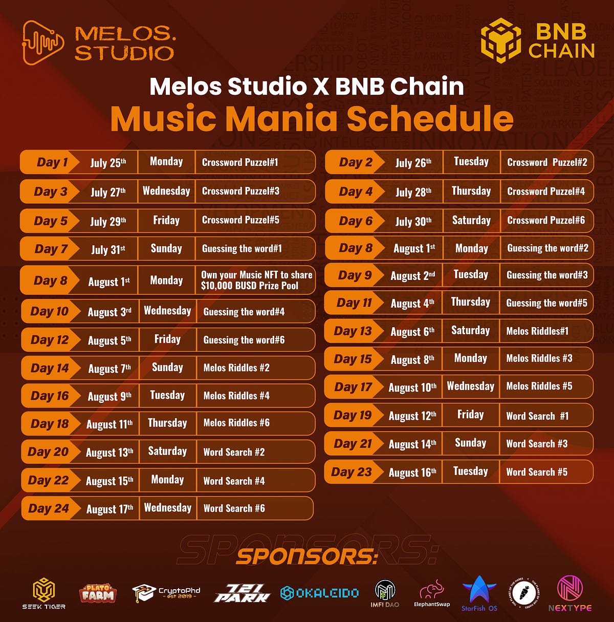 BNB Chain & Melos Studio 2nd Anniversary Part 1-Solve Puzzles to Share $8,800 BUSD Prize Pool ...