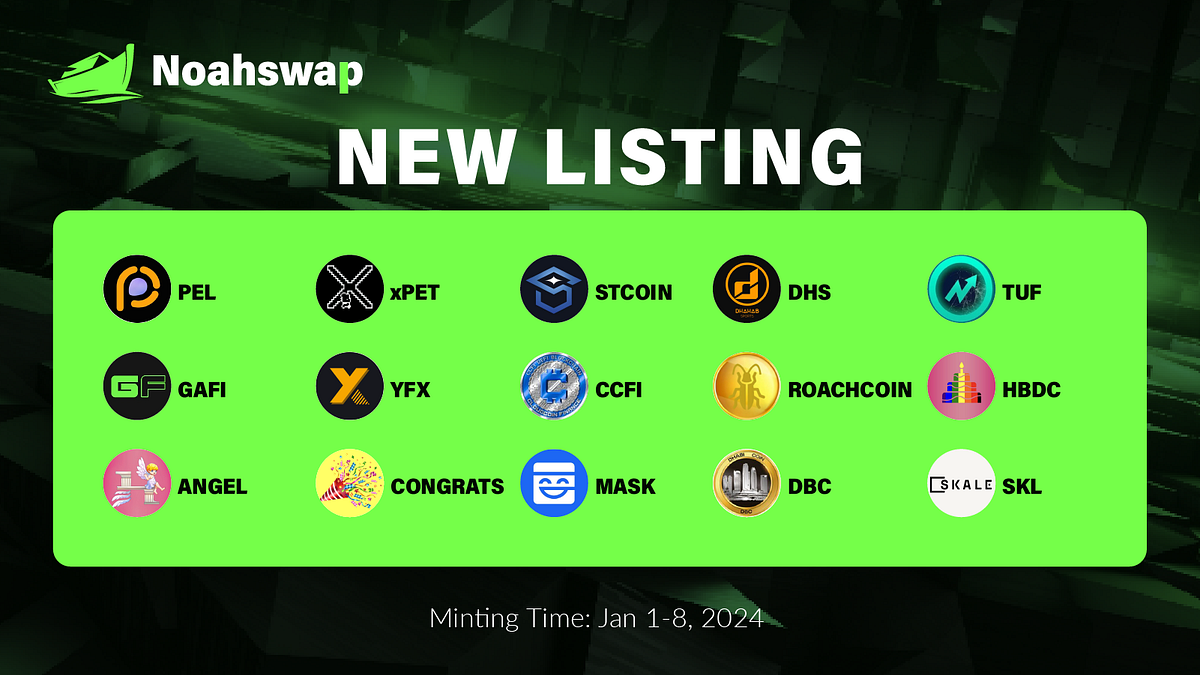 15 New Minted Tokens Listed - Noahswap - Medium