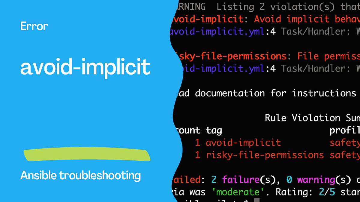 Ansible troubleshooting — Error avoid-implicit | by Luca Berton | Medium