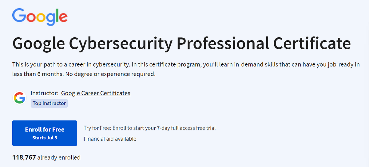 Google Cybersecurity Professional Certificate — Review | Medium