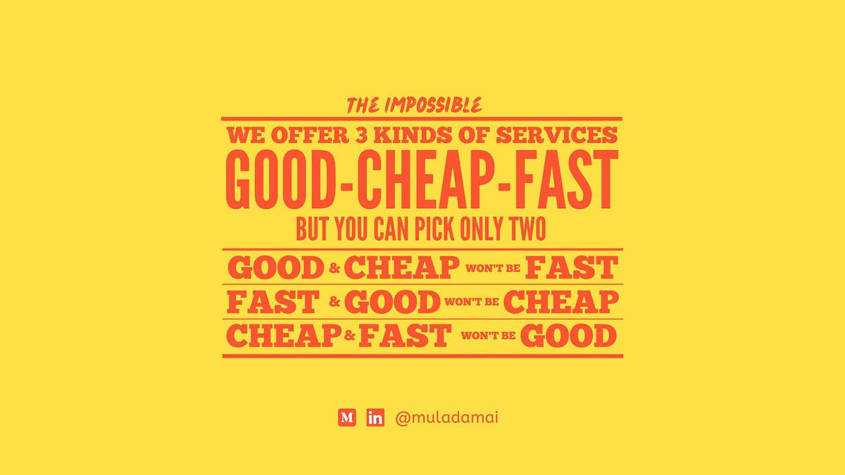 The Impossible of Good, Cheap & Fast — a Sales Perspective | by Mula ...
