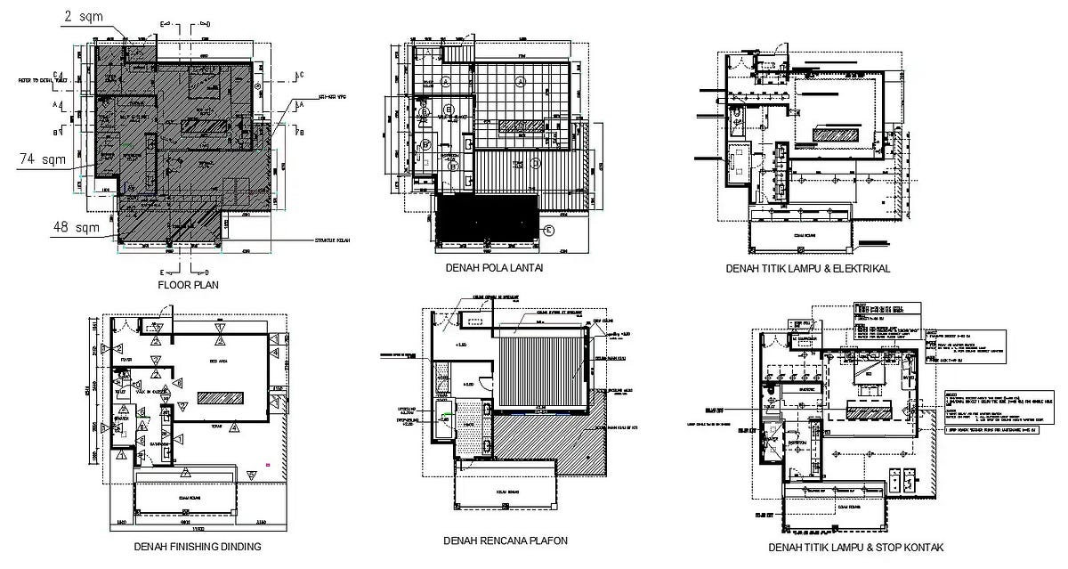 The Floor pattern plan, Wall finishing plan and ceiling plan details of ...