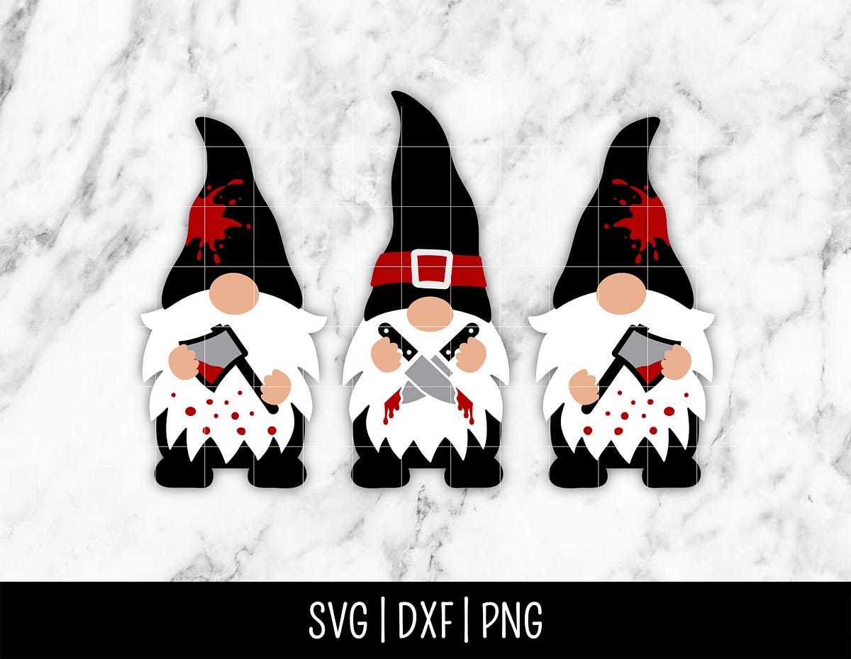 Halloween Horror Gnome SVG Bundle Trio, Killer Gnomes, Spooky, Scary ...