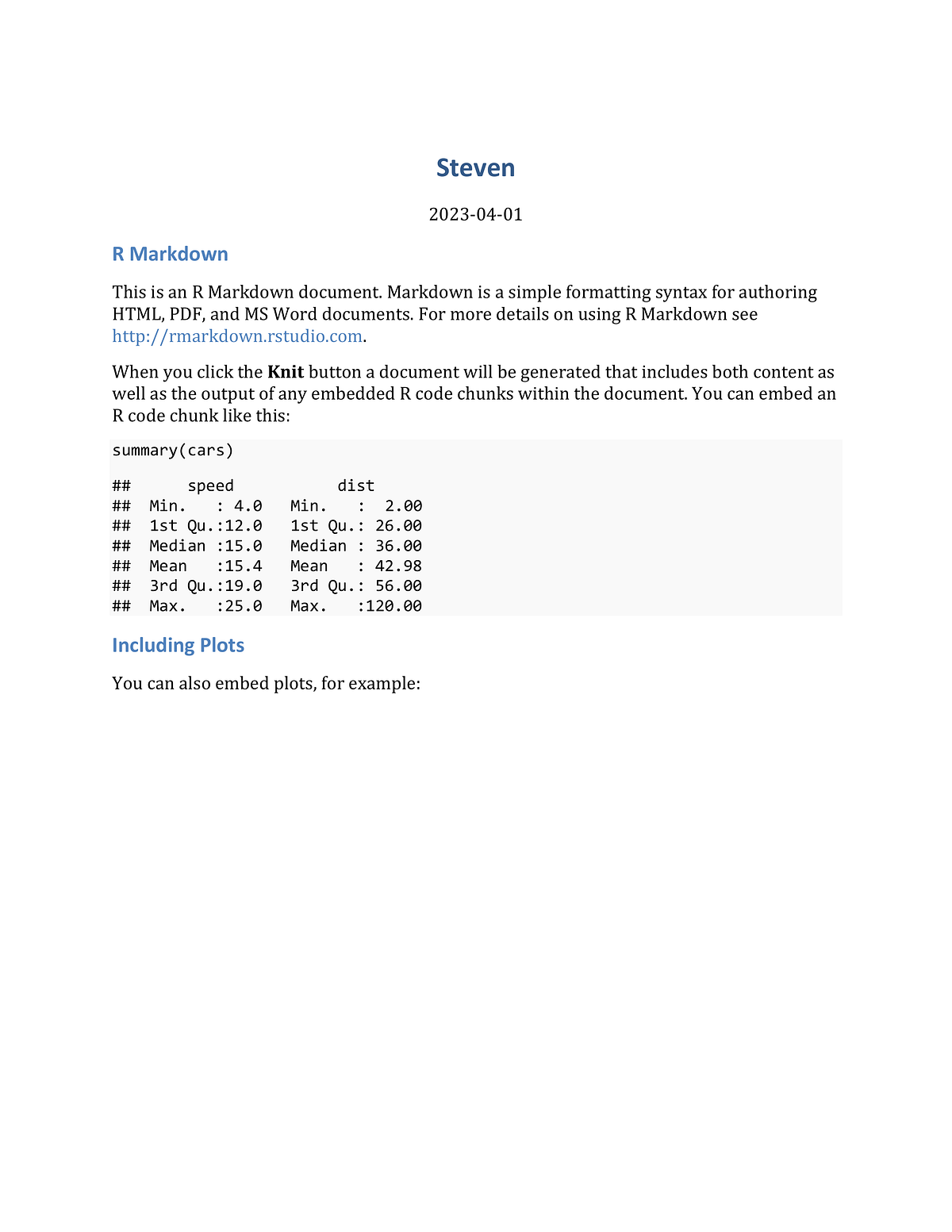 R Markdown. This week we got a chance to learn… | by Stevenh1293 | Medium