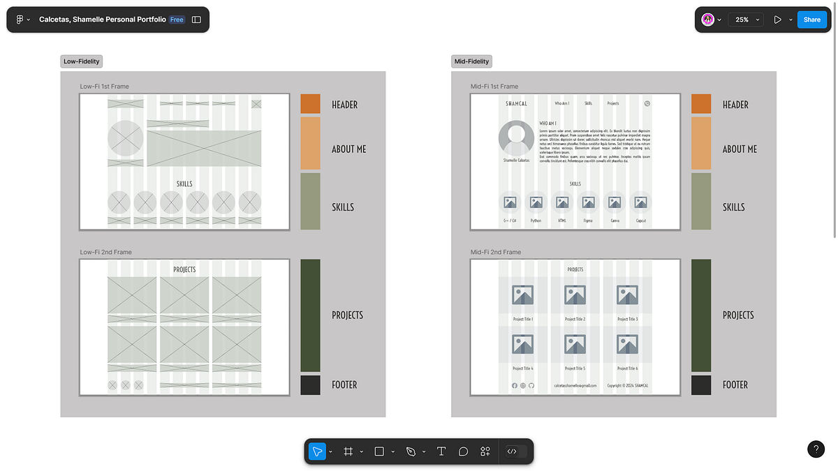 Personal Portfolio — Low-Fidelity To Mid-Fidelity | by Shamelle ...