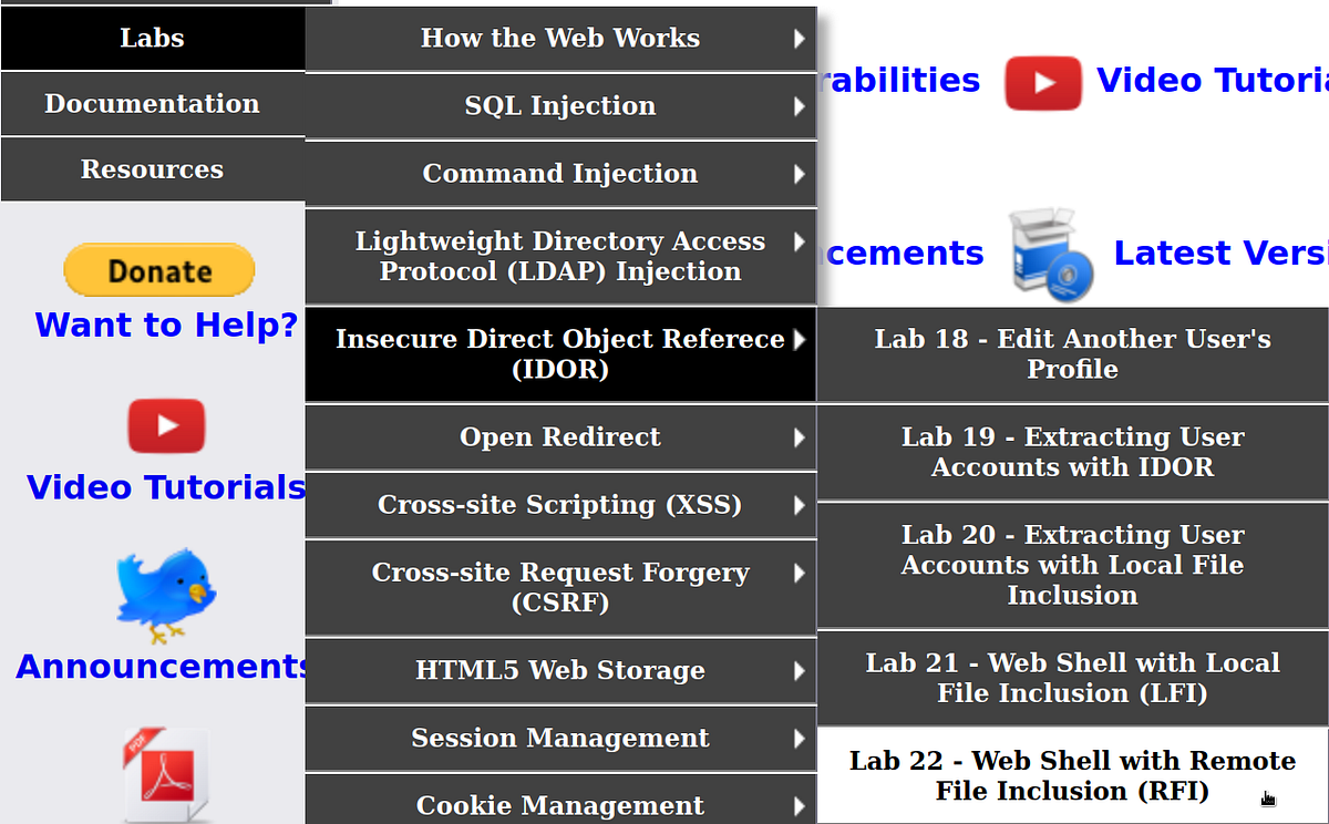 Mutillidae — Lab 22 — Web Shell with Remote File Inclusion (RFI) | by Dan Schwarzentraub ...