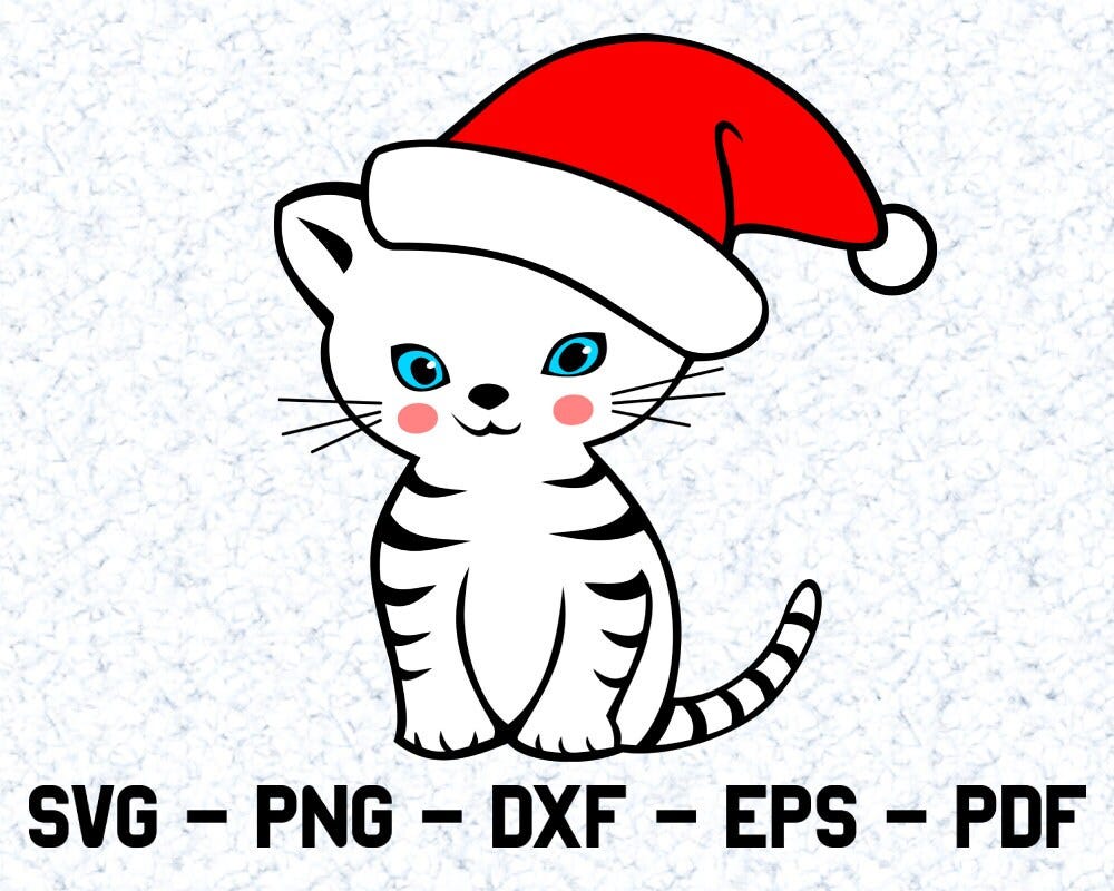 Christmas Cat SVG, Christmas Cut File, Holiday SVG, Cameo, Cricut ...