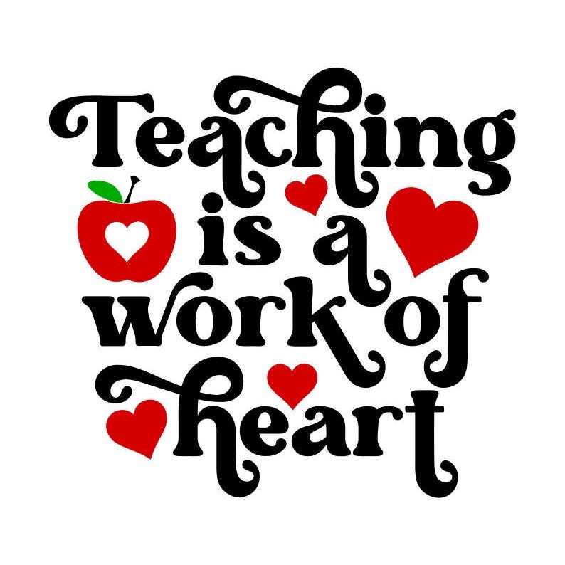 Teacher SVG, Teaching is a Work of Heart SVG, Digital Download, Cut ...
