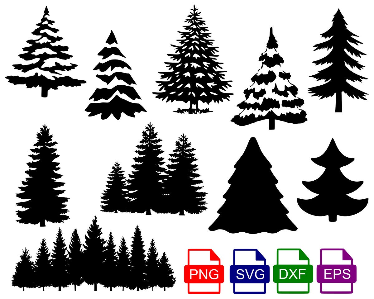 Pine Tree SVG Bundle, Christmas Tree svg bundle, Flocked Pine trees ...