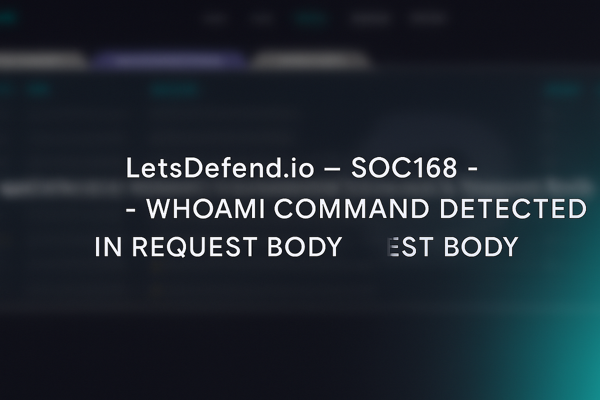 LetsDefend.io — SOC168-Whoami Command Detected in Request Body | by Augustine Sito | Medium
