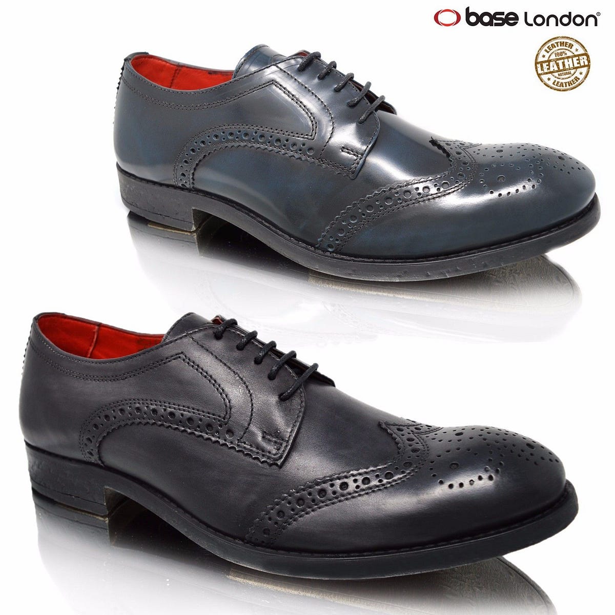 Mens NEW Leather Brogues Smart Suit Hi Shine GATSBY Wingtip Wedding ...