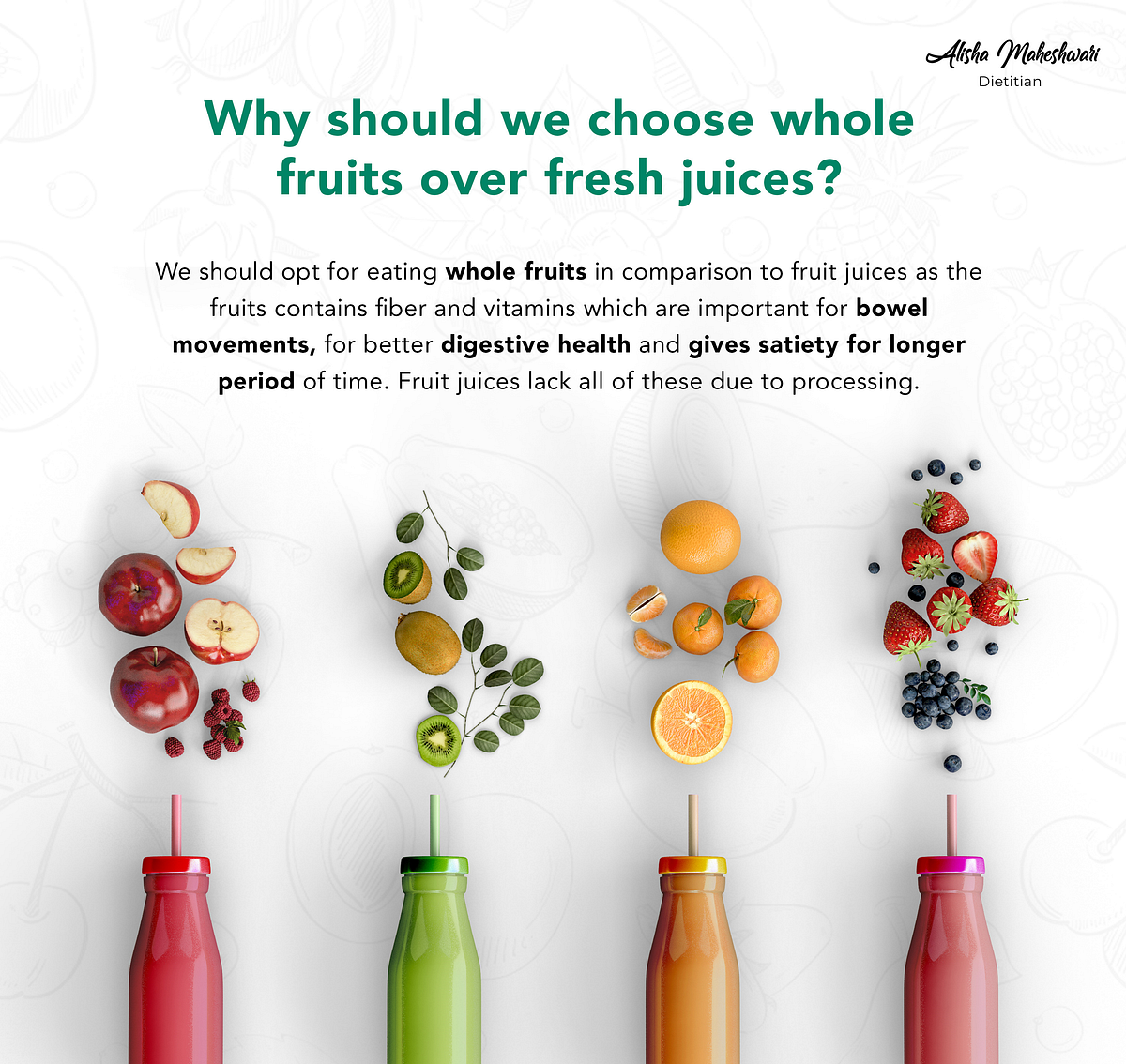 “WHOLE FRUITS VS FRUIT JUICES” | by Alisha Maheshwari | Dietitian | Oct ...
