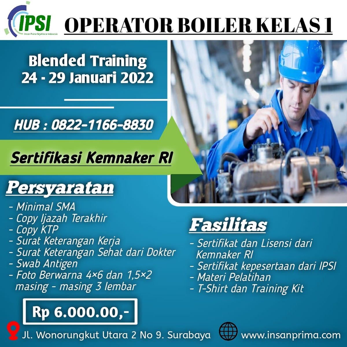 Operator Boiler Kelas 1 TERPERCAYA, WA (0822-1166-8830), PUSAT ...