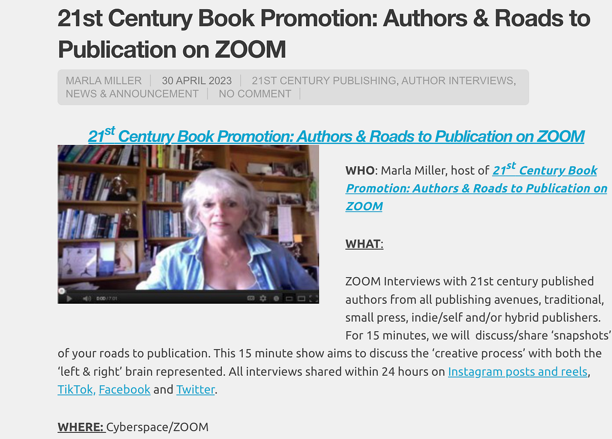 Authors & Book Promotion, 21st Century Style | by MARLA MILLER | Medium