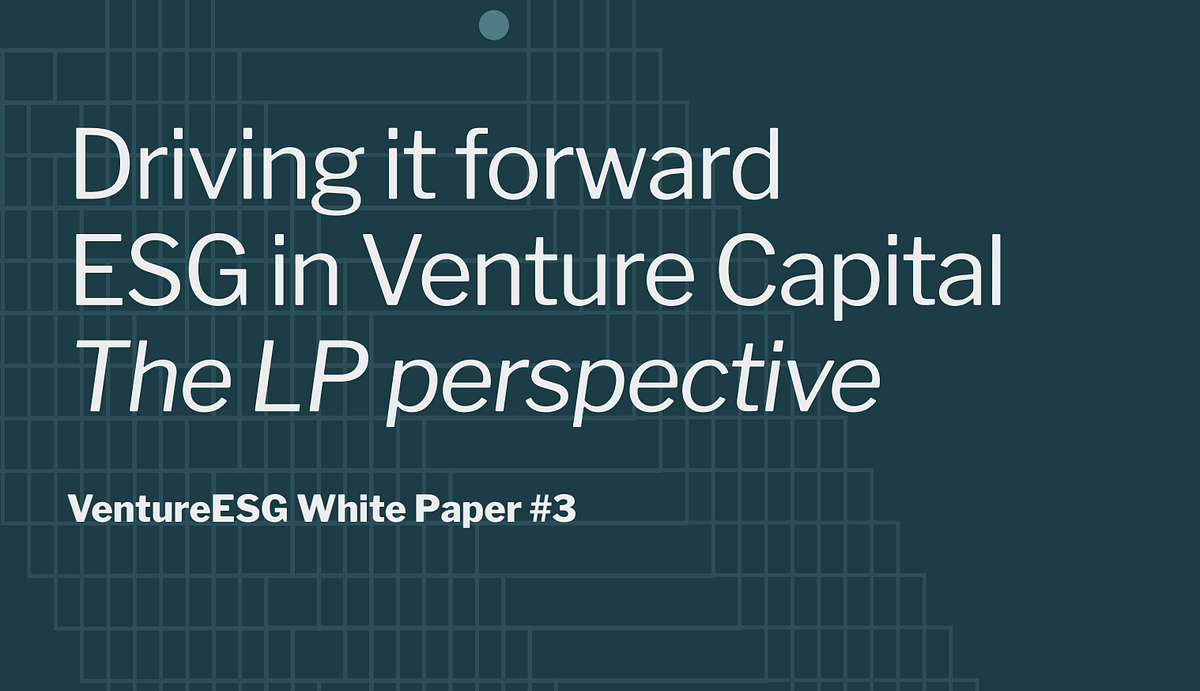 VentureESG LP white paper launched — ESG for VC is here to stay | by ...