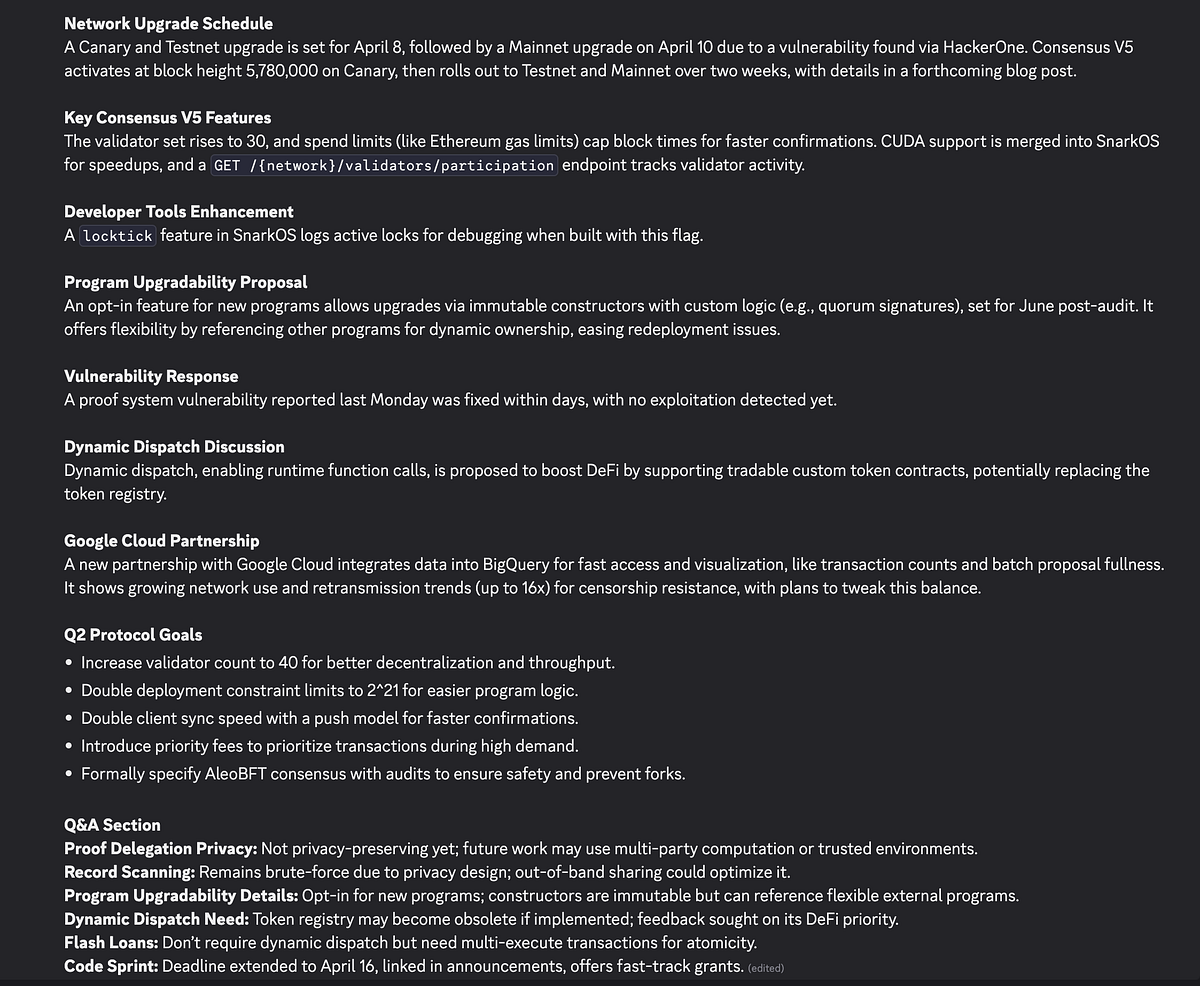 Aleo Core Devs Call Recap — April 7, 2025 🚀 | by Oula | Apr, 2025 | Medium