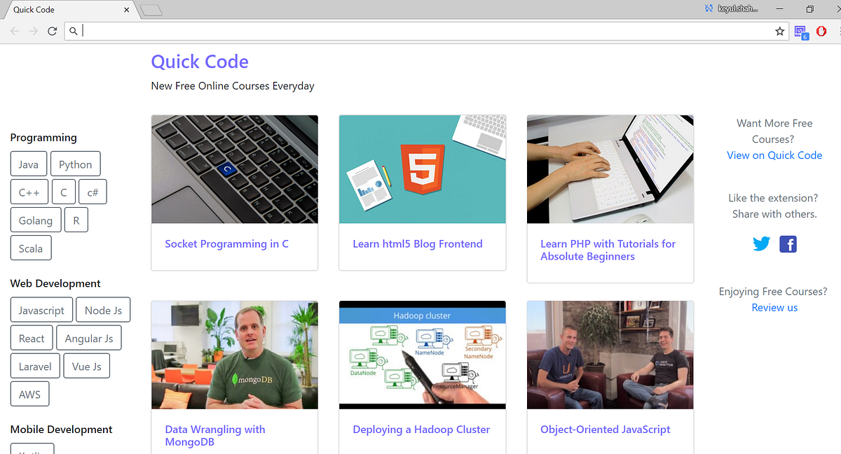 Get Free Online Programming Courses In New Tab, Everyday | by Quick ...