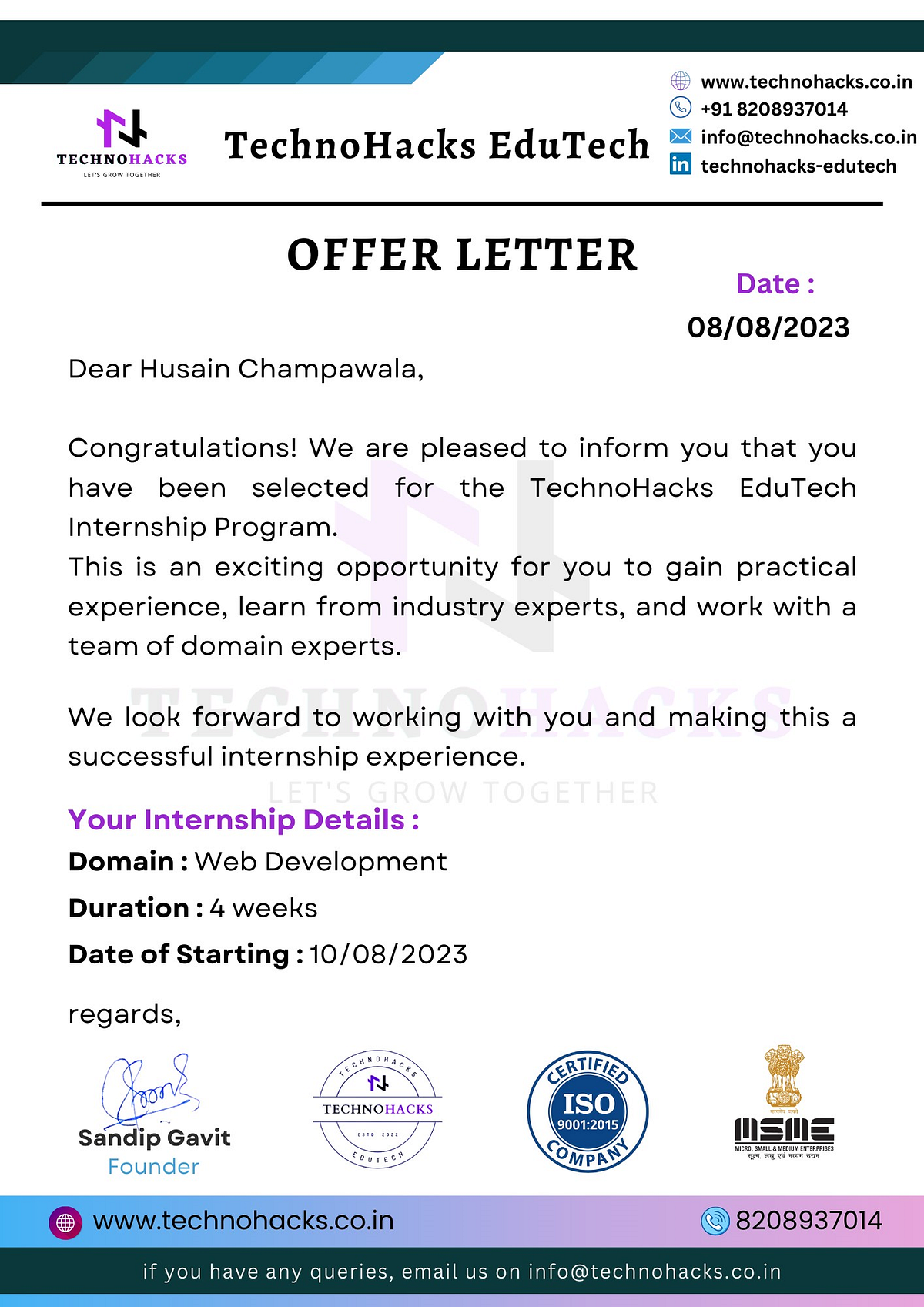 Offer Letter - Husain Champawala - Medium