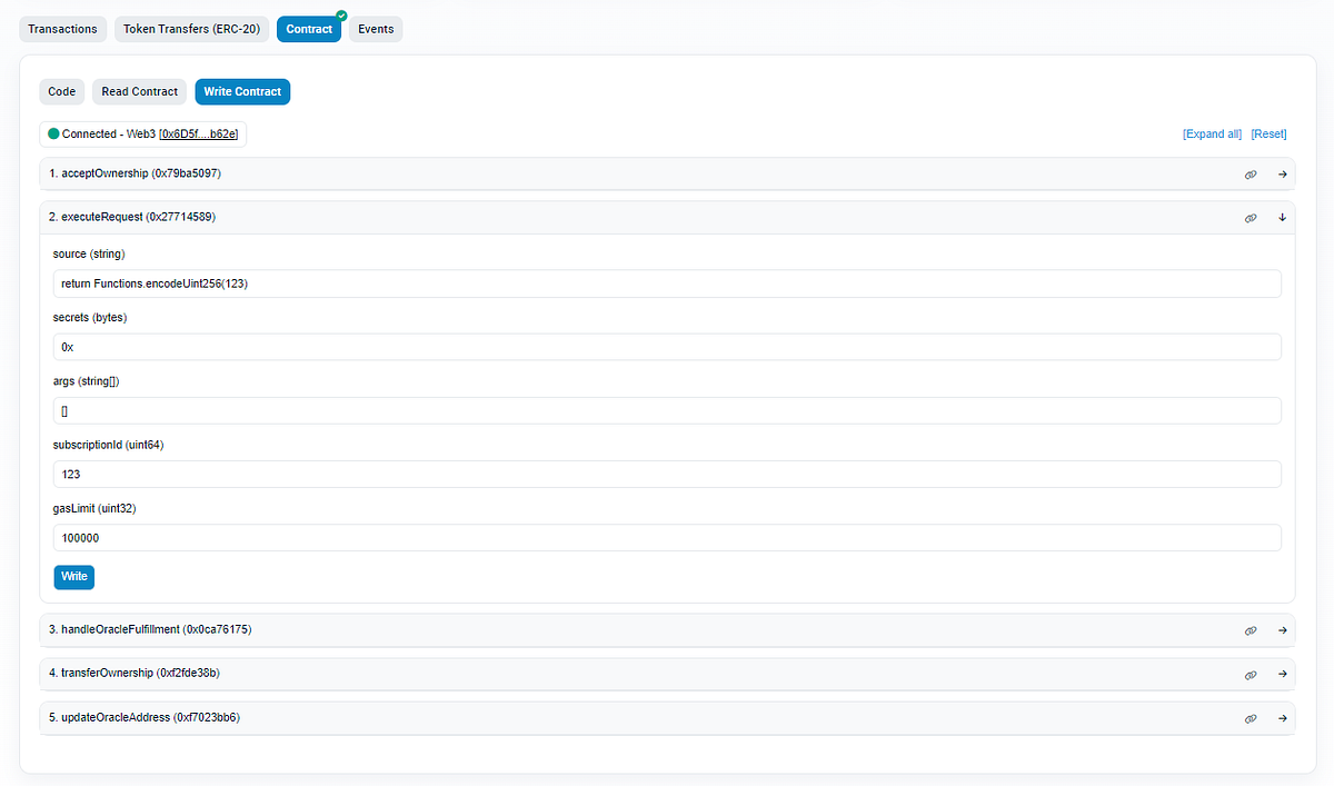 Interacting with Chainlink Functions from Etherscan | by equcap | Medium