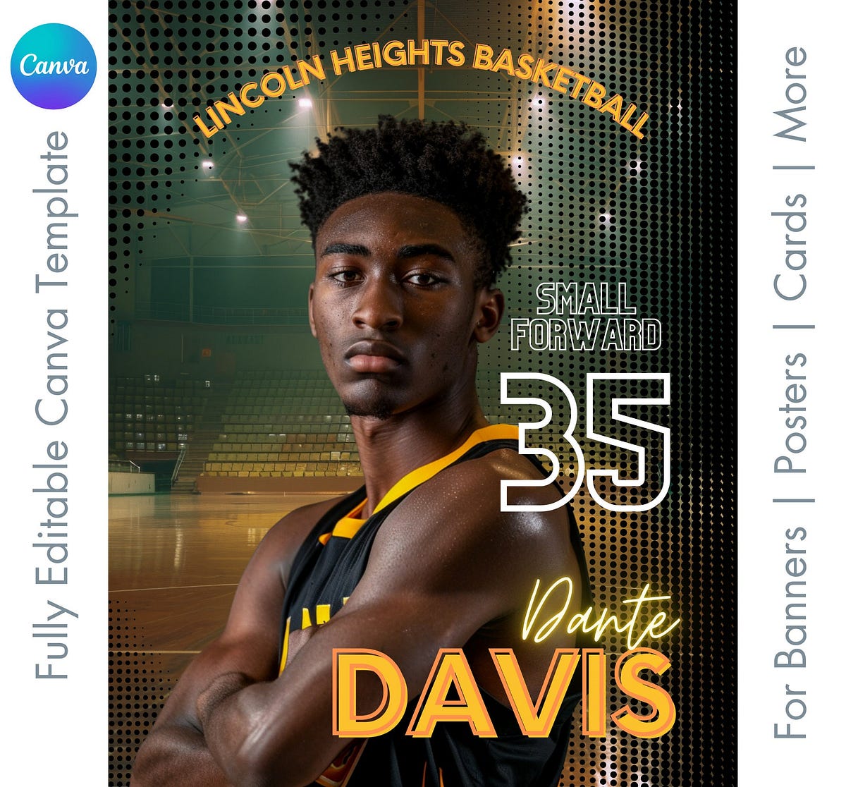 Basketball Canva Template | Editable Photo Template For Senior Sports ...