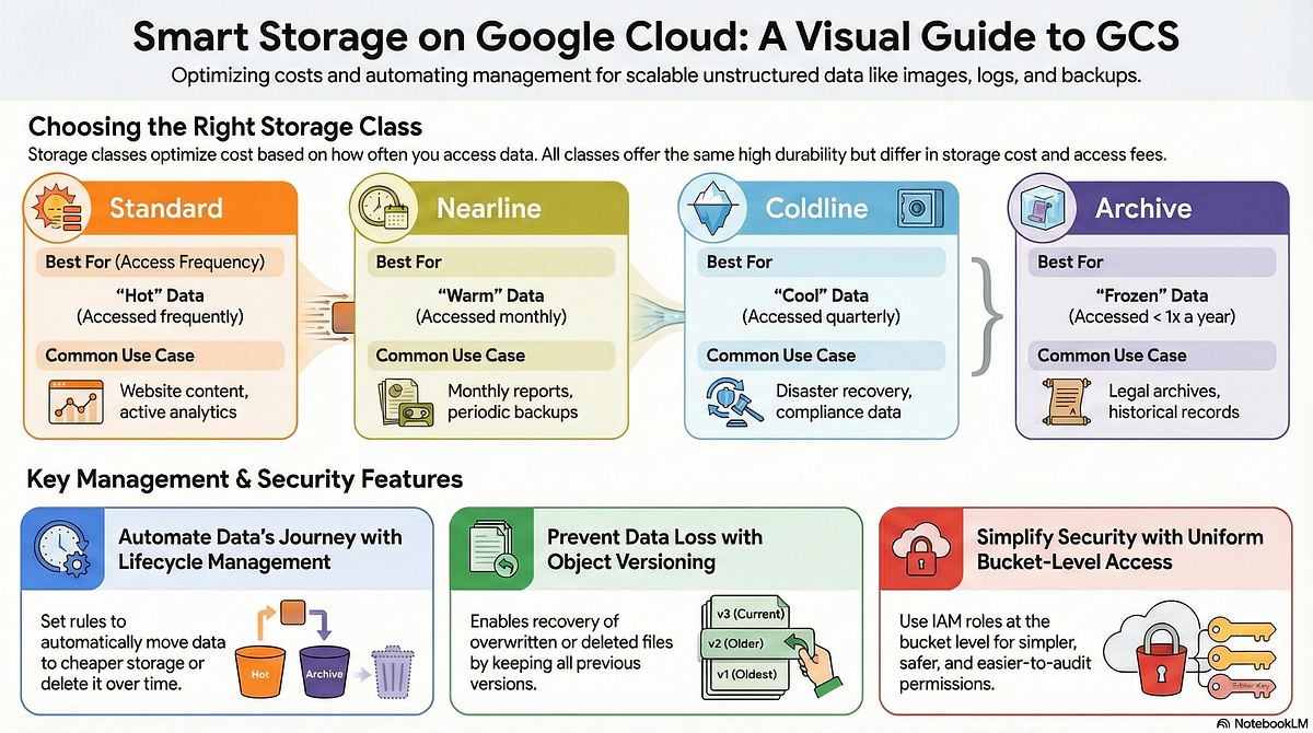 ☁️ Google Cloud Storage Made Simple: Buckets, Storage Classes, Security, and Lifecycle Rules ...