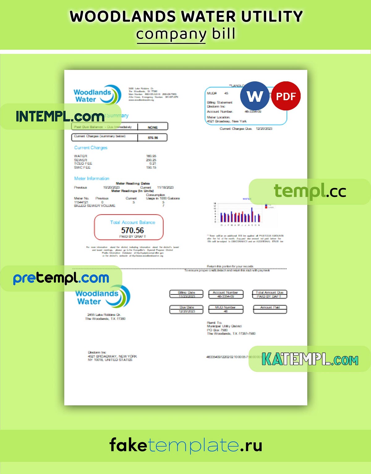Woodlands Water business utility bill, Word and PDF template | by Storeintempl | Feb, 2024 | Medium