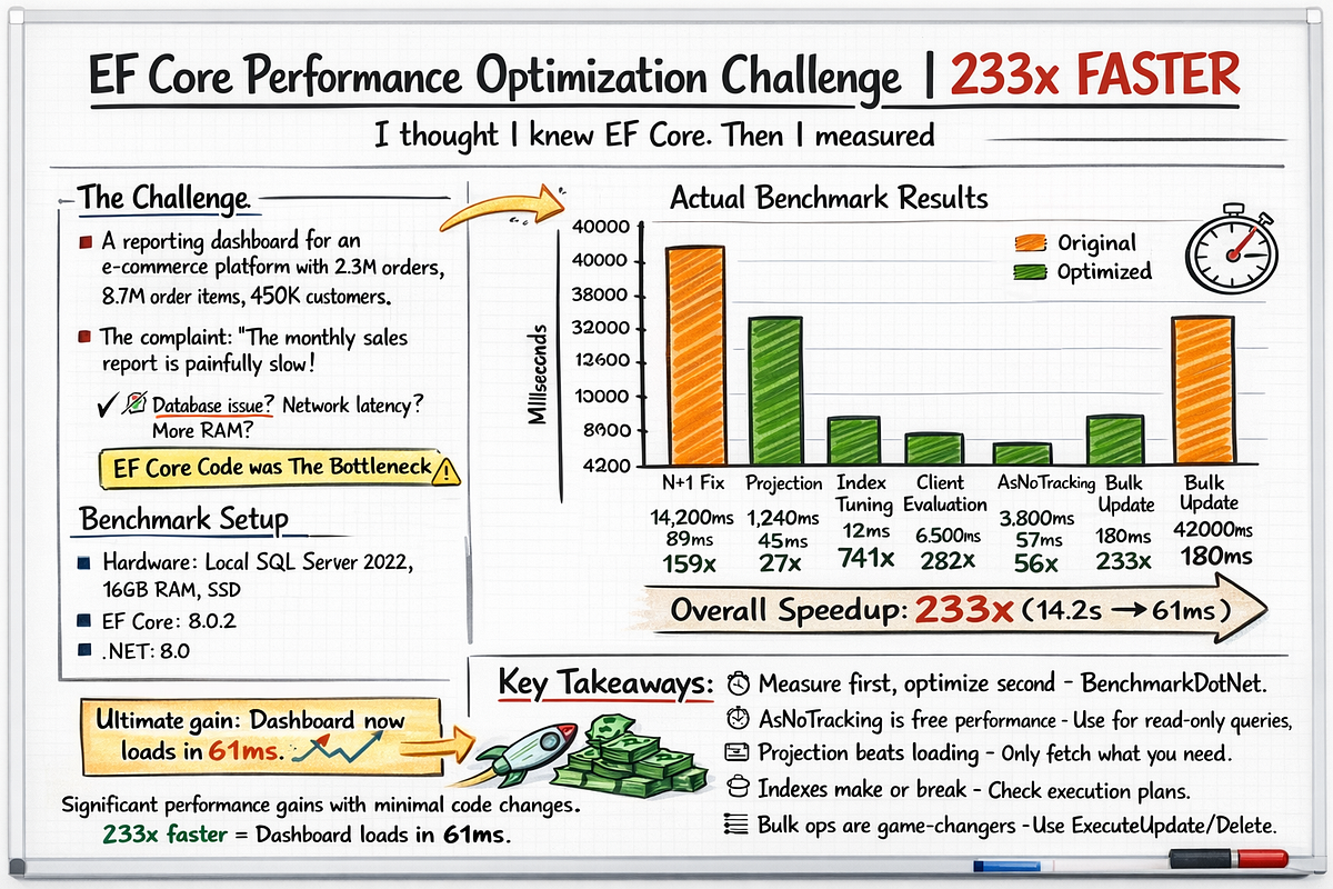 EF Core Performance Optimization Challenge | 233x FASTER | by Michael ...