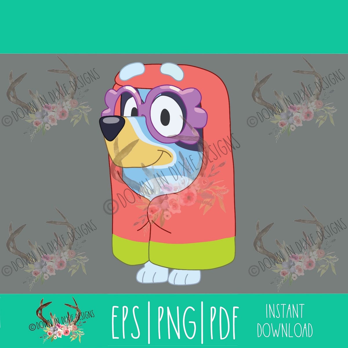Bluey Inspired Bluey Granny Sublimation — PNG/EPS/PDF Instant Download ...