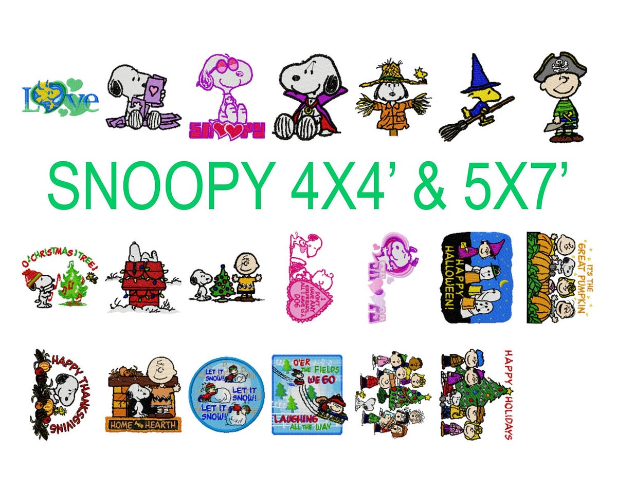 20 Snoopy machine embroidery designs, peanuts embroidery, woodstock ...