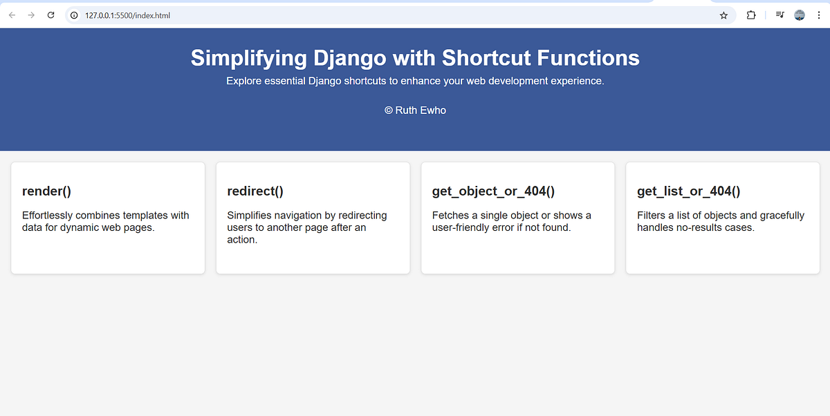 Simplifying Django with Shortcut Functions | by Ewho Ruth | CodeX | Medium