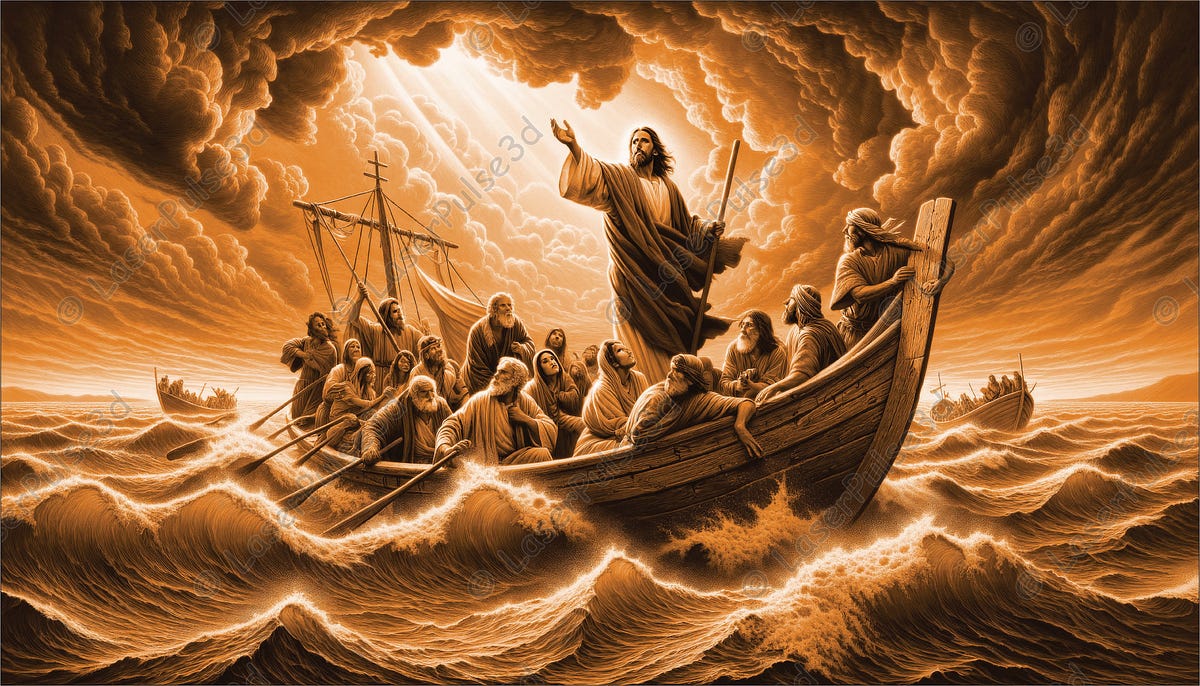 Jesus Calming Sea Laser Engrave Image | Laser Burn PNG File | 3D Laser ...