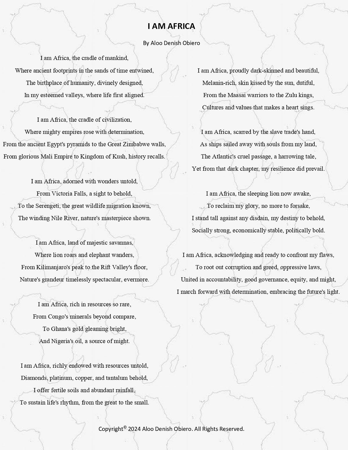 I AM AFRICA. Poem “I AM AFRICA” by Aloo Denish… | by Aloo Denish Obiero ...
