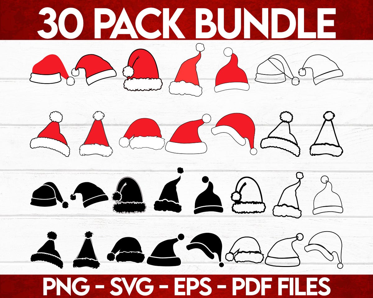 Santa Hat Svg, Christmas Hat Svg, Santa Hat Png, Santa Hat Svg Bundle ...