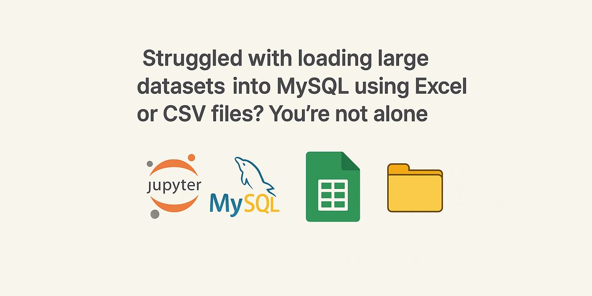 𝗦𝘁𝗿𝘂𝗴𝗴𝗹𝗲𝗱 𝘄𝗶𝘁𝗵 𝗹𝗼𝗮𝗱𝗶𝗻𝗴 𝗹𝗮𝗿𝗴𝗲 𝗱𝗮𝘁𝗮𝘀𝗲𝘁𝘀 𝗶𝗻𝘁𝗼 𝗠𝘆𝗦𝗤𝗟 𝘂𝘀𝗶𝗻𝗴 𝗘𝘅𝗰𝗲𝗹 𝗼𝗿 𝗖𝗦𝗩 𝗳𝗶𝗹𝗲𝘀? 𝗬𝗼𝘂’𝗿𝗲 𝗻𝗼𝘁 𝗮𝗹𝗼𝗻𝗲 ...