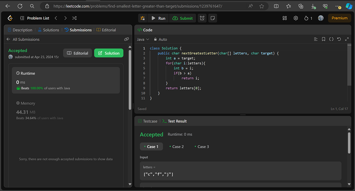 Leetcode Problem no. 744. Question no. 744. Find Smallest Letter… | by ...