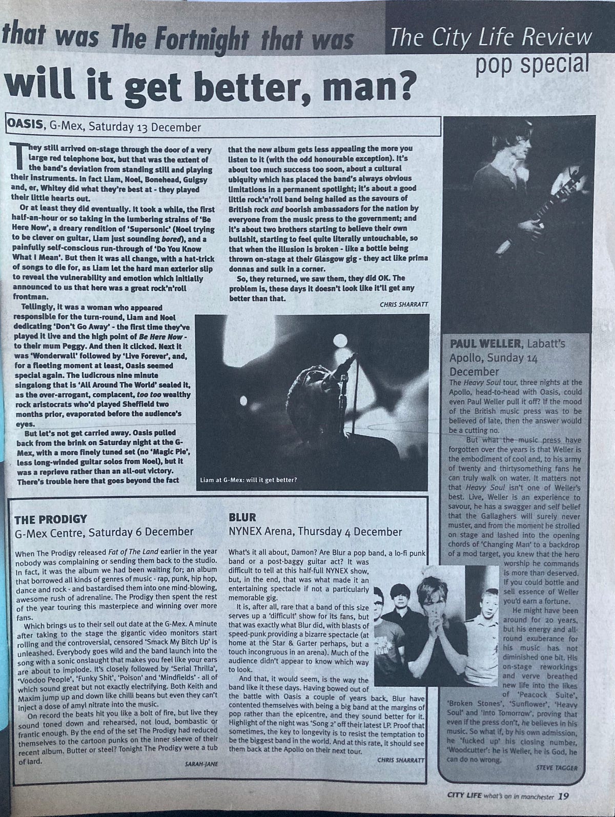 Dec 1997: Oasis and Blur play Manchester. Not together, of course | by ...