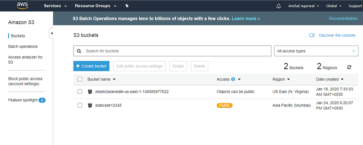How to host a static website on Amazon S3 | by anchal agarwal | Medium