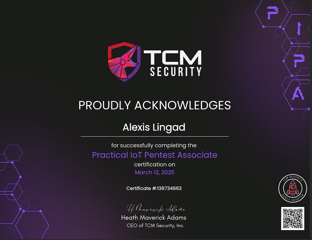 Honest Review of Practical IoT Pentest Associate (PIPA) by TCM Security ...