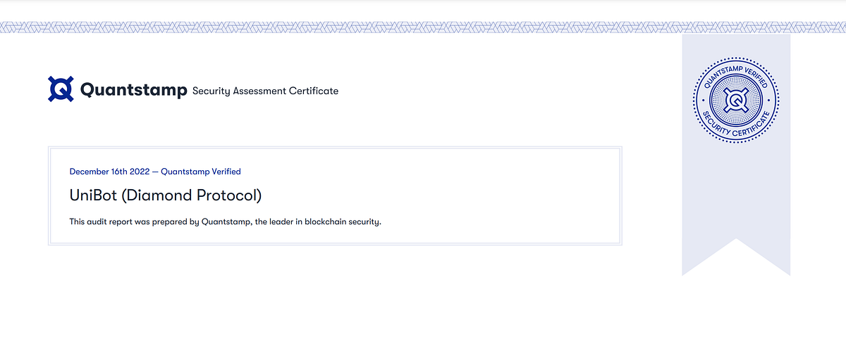 Quantstamp Successfully audits Unibot V2 by Diamond Protocol | by Diamond Protocol | Diamond ...