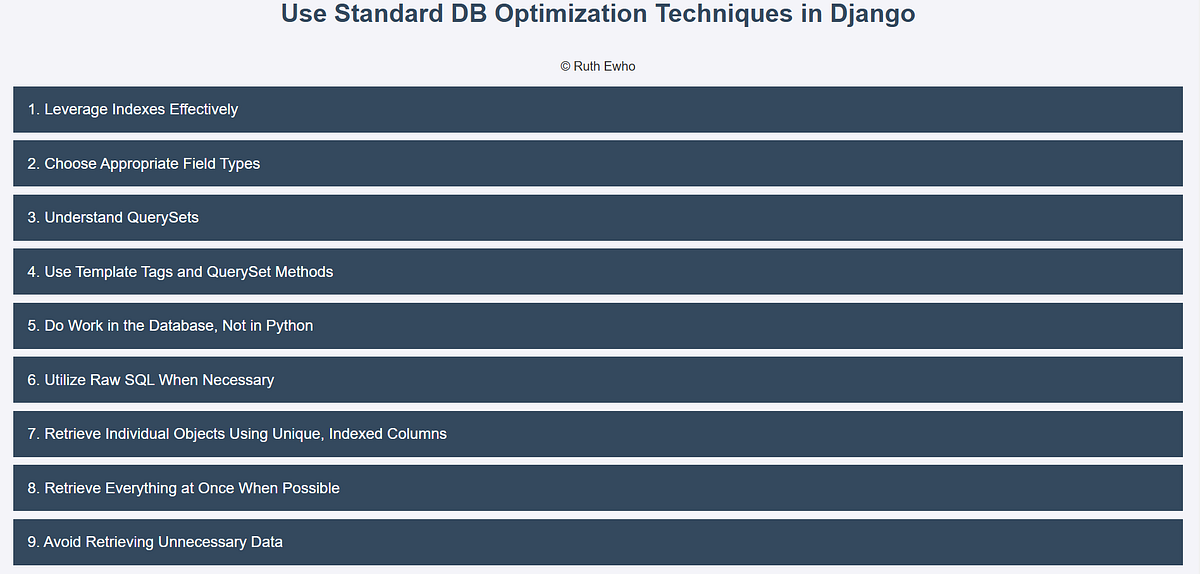 Use Standard DB Optimization Techniques in Django | by Ewho Ruth | Medium